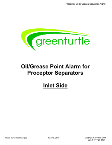 Green Turtle Proceptor Oil/Grease Separator Alarm Manual | Manualzz