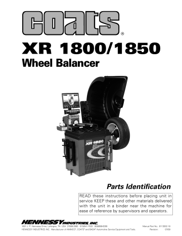 Coats Series XR 1800, 1850 Wheel Balancer Parts Manual | Manualzz