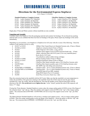Environmental Express StepSaver User Manual | Manualzz
