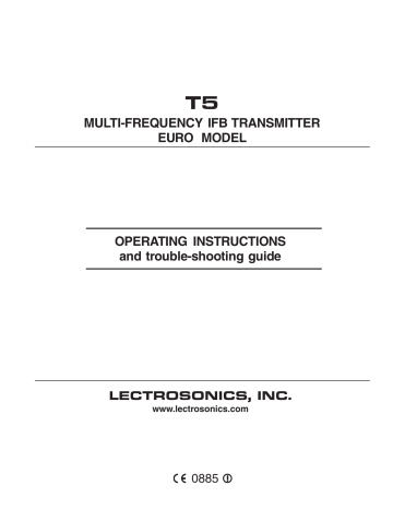 Lectrosonics T5 MULTI-FREQUENCY IFB TRANSMITTER Operating Instructions ...