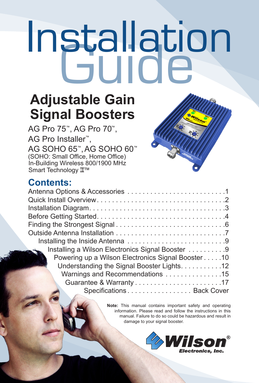 Wilson Electronics AG Pro 75 Installation manual | Manualzz