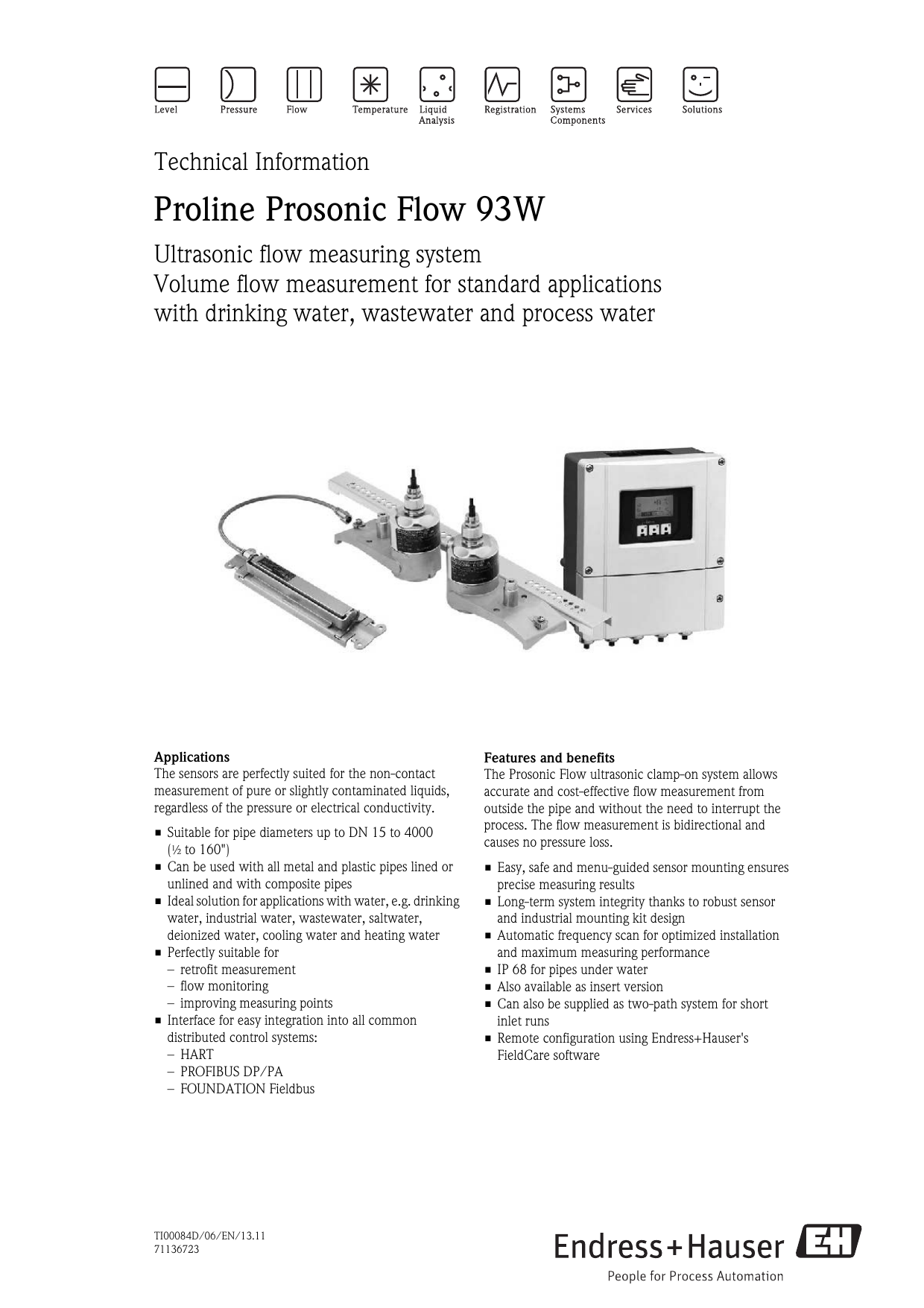 Proline Prosonic Flow 93W Technical information | Manualzz
