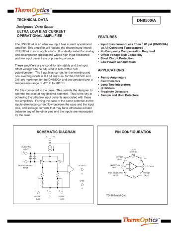 ThermoOptics DN8500/A Datasheet | Manualzz