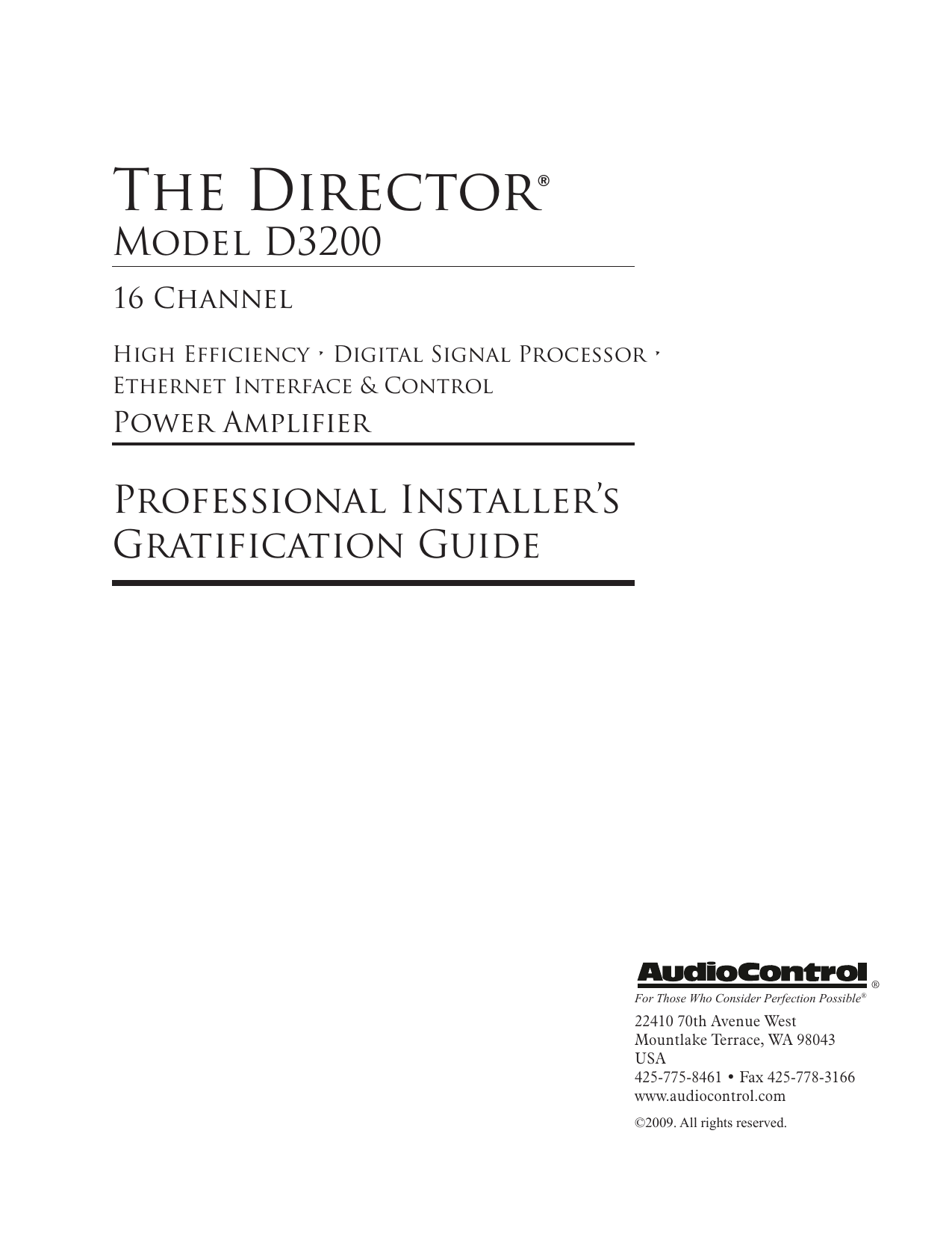 AudioControl Director D3200 Owner's Manual | Manualzz