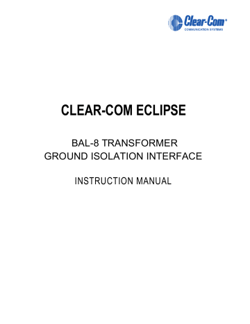 Clear-Com Eclipse HX BAL-8 Instruction manual | Manualzz