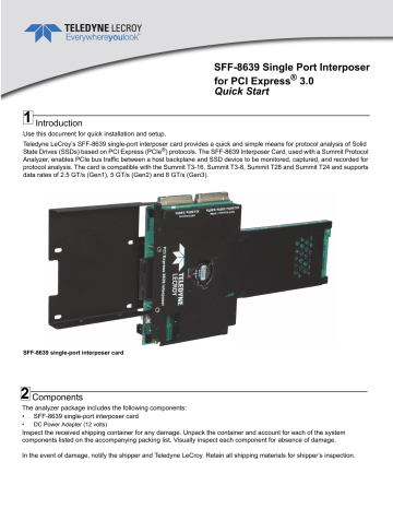 Lecroy PCIe Gen3 SFF-8639 Interposer Protocol Analyzer Quick Start | Manualzz