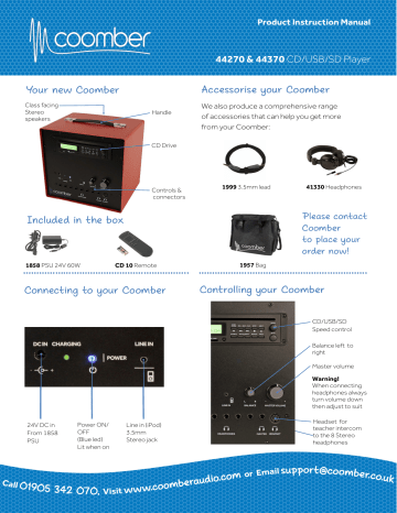 Coomber 44270 CD Variable speed Player Instruction Manual | Manualzz