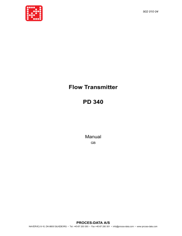 PROCES-DATA A/S PD 340 Flow Transmitter Manual | Manualzz