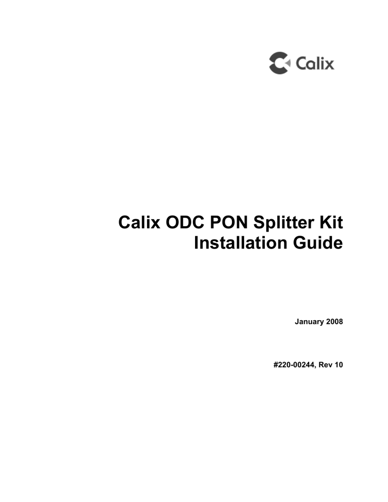 Calix ODC PON Splitter Kit Installation Guide | Manualzz