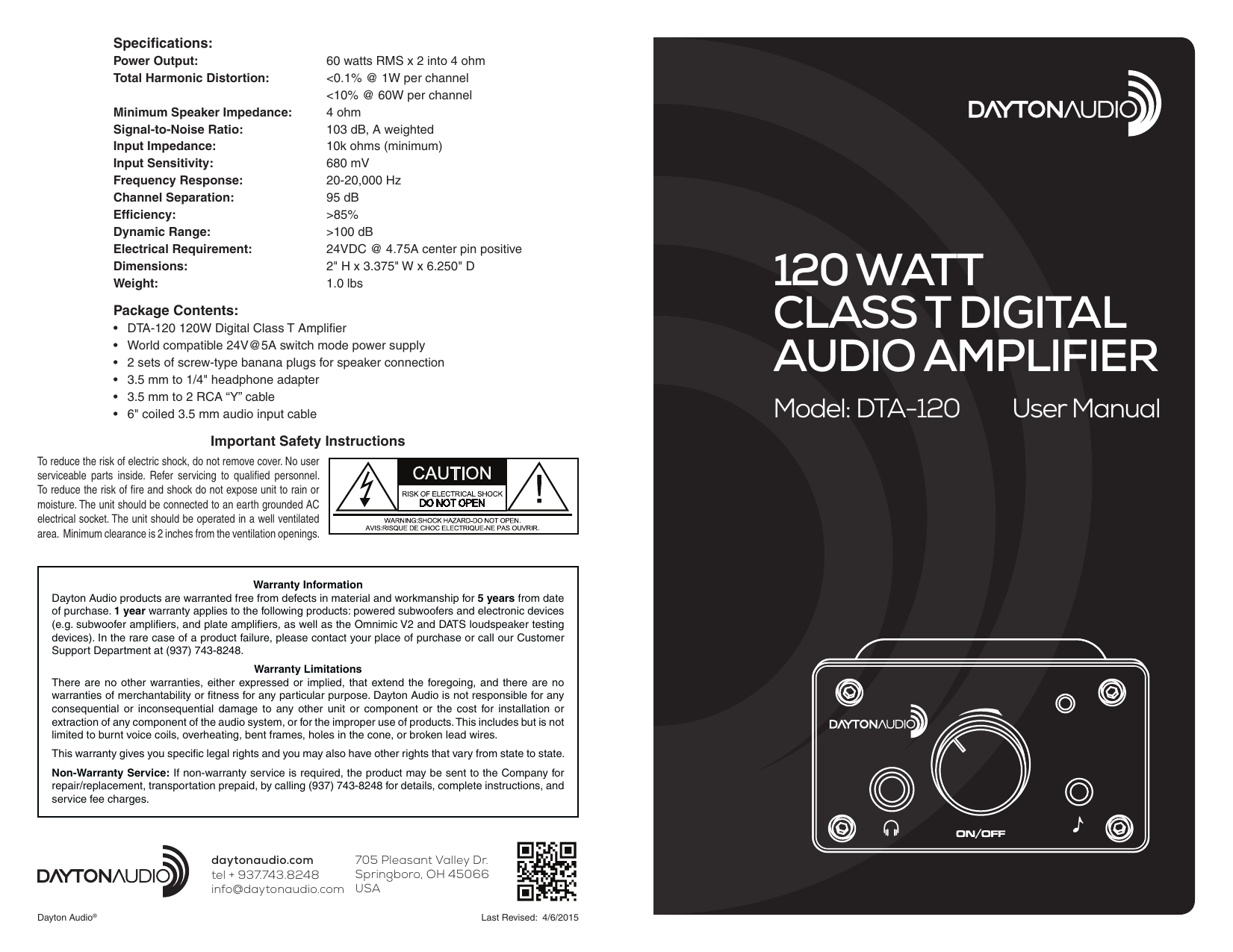 Dayton audio dta-120 class t mini amplifier schematic