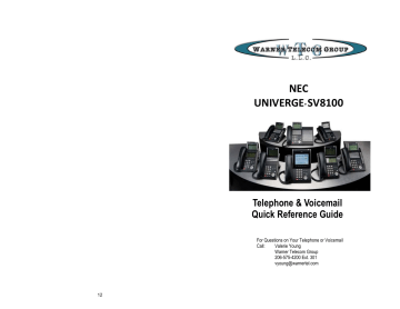 NEC UNIVERGE SV8100 Quick Reference Guide | Manualzz