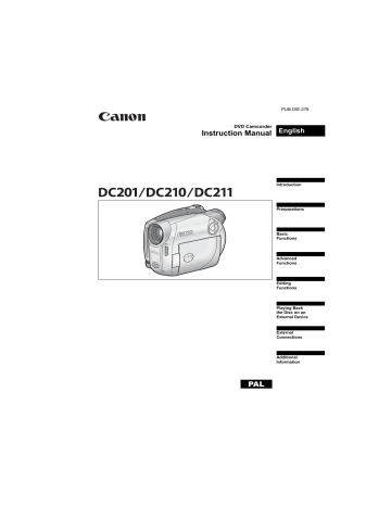 Canon DVD Camcorder DC201, DC210, DC211 Instruction Manual | Manualzz