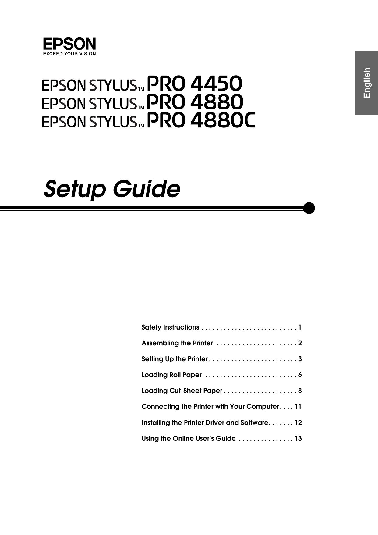 Epson Stylus Pro 4450 Setup guide | Manualzz