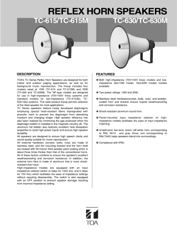 TOA TC-615M Specification Sheet | Manualzz