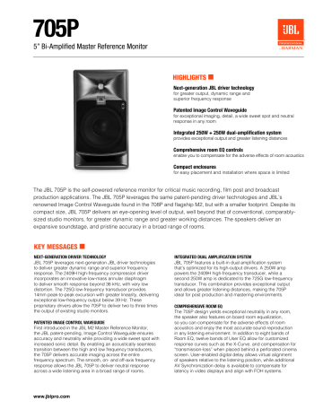 JBL Professional 705P Studio Monitor Specification Sheet | Manualzz