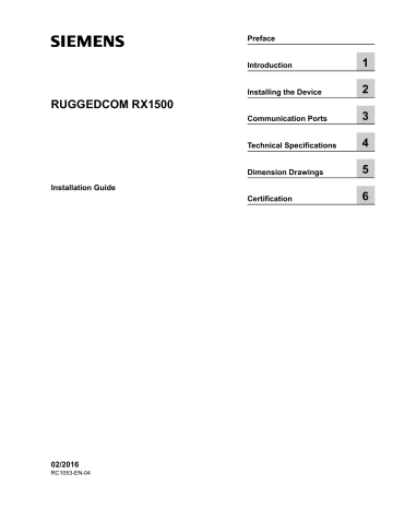 Siemens RUGGEDCOM RX1500 Installation Guide | Manualzz