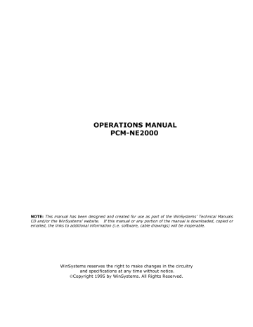 Ethernet adapter PCM NE2000 Operations Manual | Manualzz