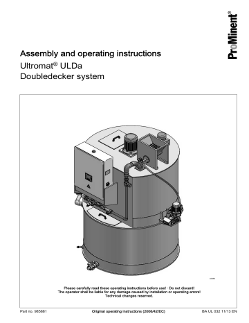 ULDa Ultromat Assembly and operating instructions | Manualzz
