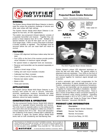 Notifier 6424 Data Sheet | Manualzz