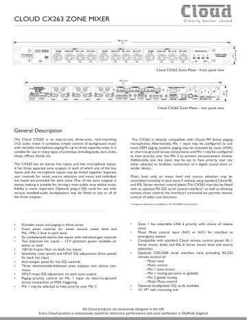 Cloud CX263 Datasheet | Manualzz