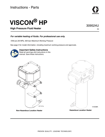 Graco 309524U, Viscon HP High Pressure Fluid Heater Instructions | Manualzz