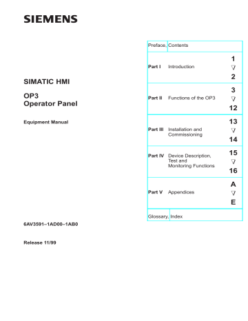 Operator Panel SIMATIC HMI OP3 Equipment Manual | Manualzz