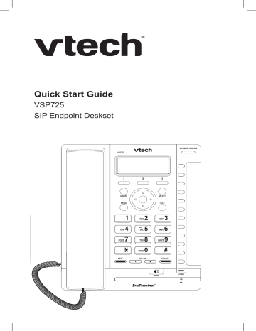 VTech VSP725 ErisTerminal® SIP Deskset Quick Start Guide | Manualzz