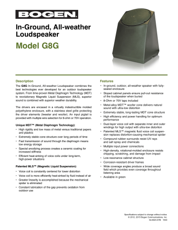 Bogen G8 Spec | Manualzz