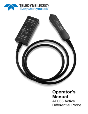 Lecroy AP033 Active Differential Probe Manual | Manualzz