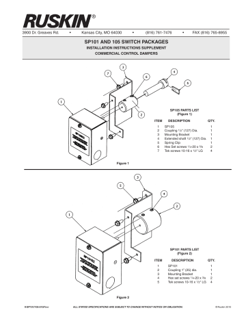 Ruskin SP101 Installation instructions | Manualzz