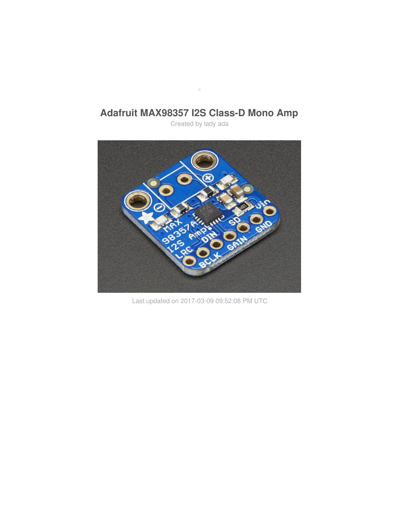 Adafruit Max98357 I2s Class Manualzz