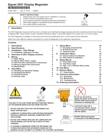 Signet 2551 Display Magmeter User Manual | Manualzz