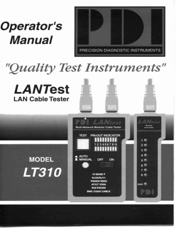 LAN Cable Tester LT310 Operator's Manual | Manualzz