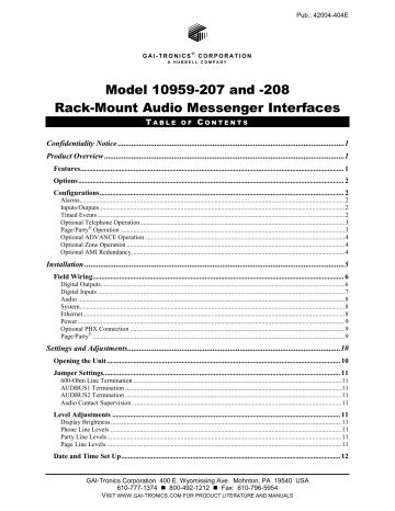 GAI-Tronics 10959-208 User manual | Manualzz