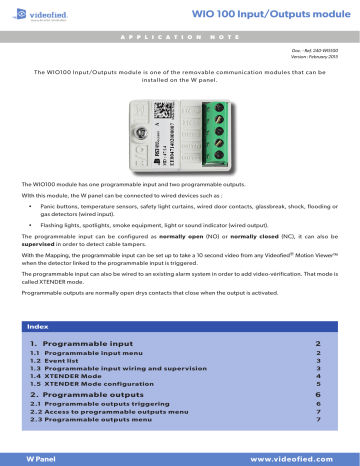 Videofied W Panel Input/Output Board Application Note | Manualzz