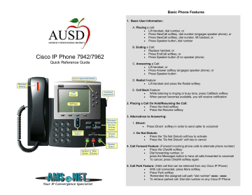 Cisco IP Phone 7942/7962 Quick Reference Guide | Manualzz