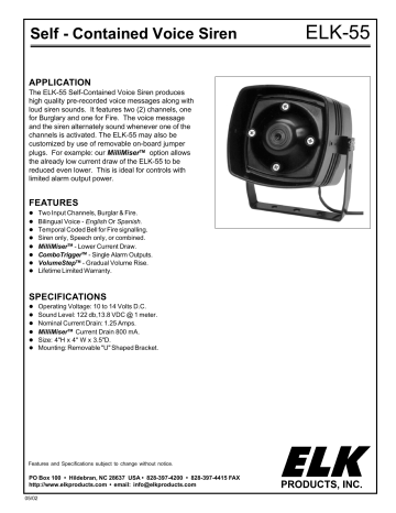 ELK-55 Voice Siren Instruction Manual | Manualzz