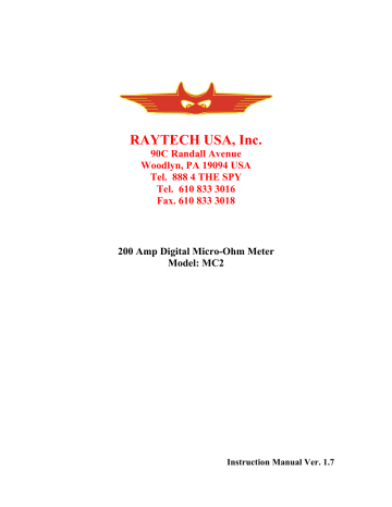Micro-Ohm Meter MC2 Instruction Manual | Manualzz