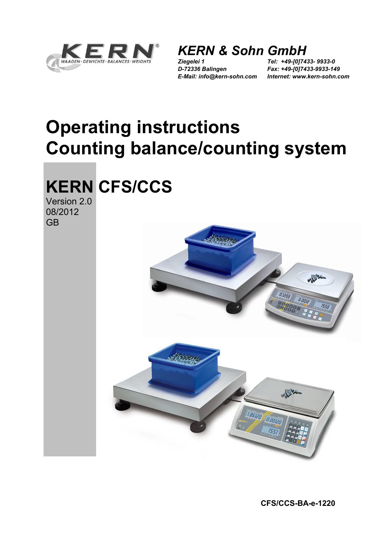 Kern CCS 1T-1L Operating instructions | Manualzz