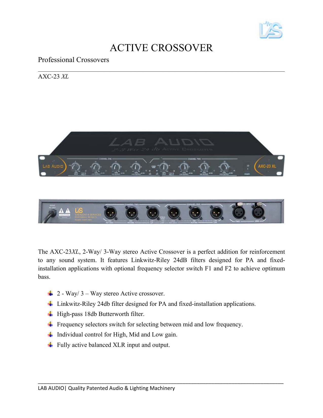 Pro audio active crossover speakers