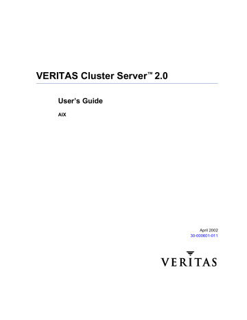VERITAS Cluster Server 2.0 User's Guide | Manualzz