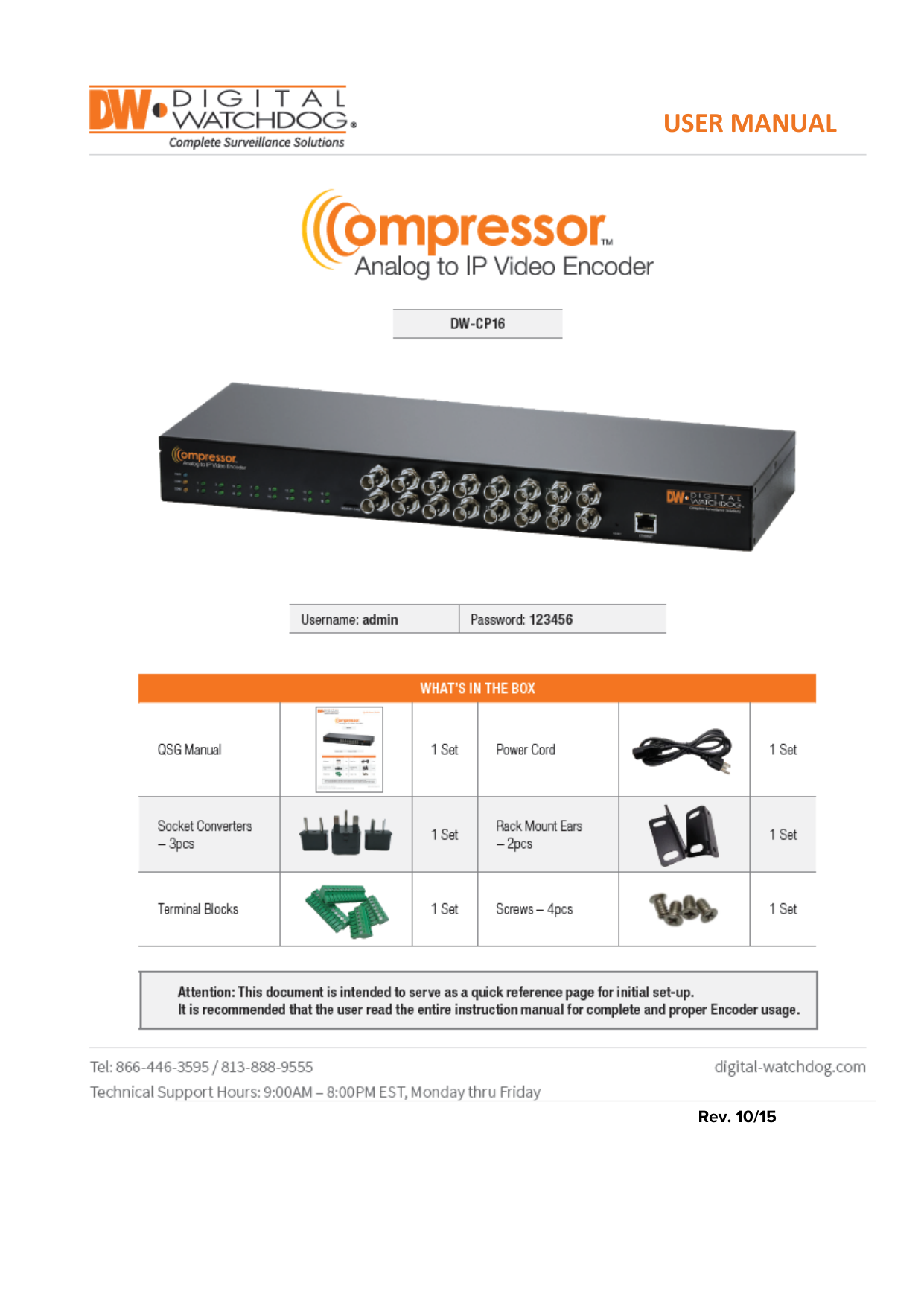 Digital Watchdog Compressor DW-CP16 User manual | Manualzz