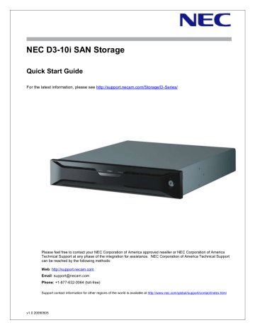 NEC D3-10i SAN Storage Quick Start Guide | Manualzz