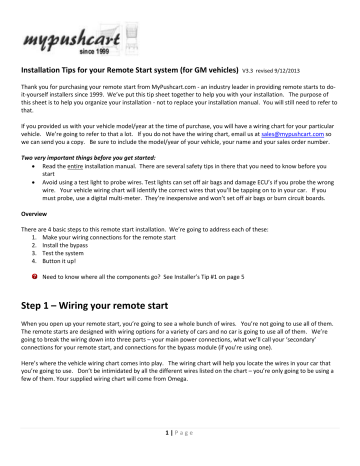 Remote Start system RS-140, PLJX Installation Tips | Manualzz