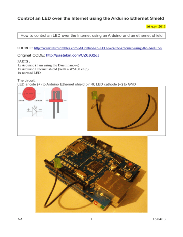 Arduino LED Control Ethernet Shield Instructions | Manualzz