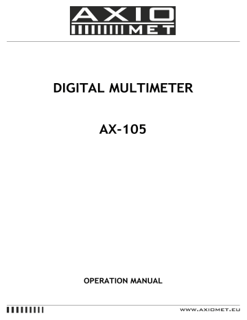 Axio MET AX-105 Operation Manual | Manualzz