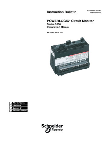 Circuit monitor Series 3000 CM3250, CM3250MG, CM3350, CM3350MG ...