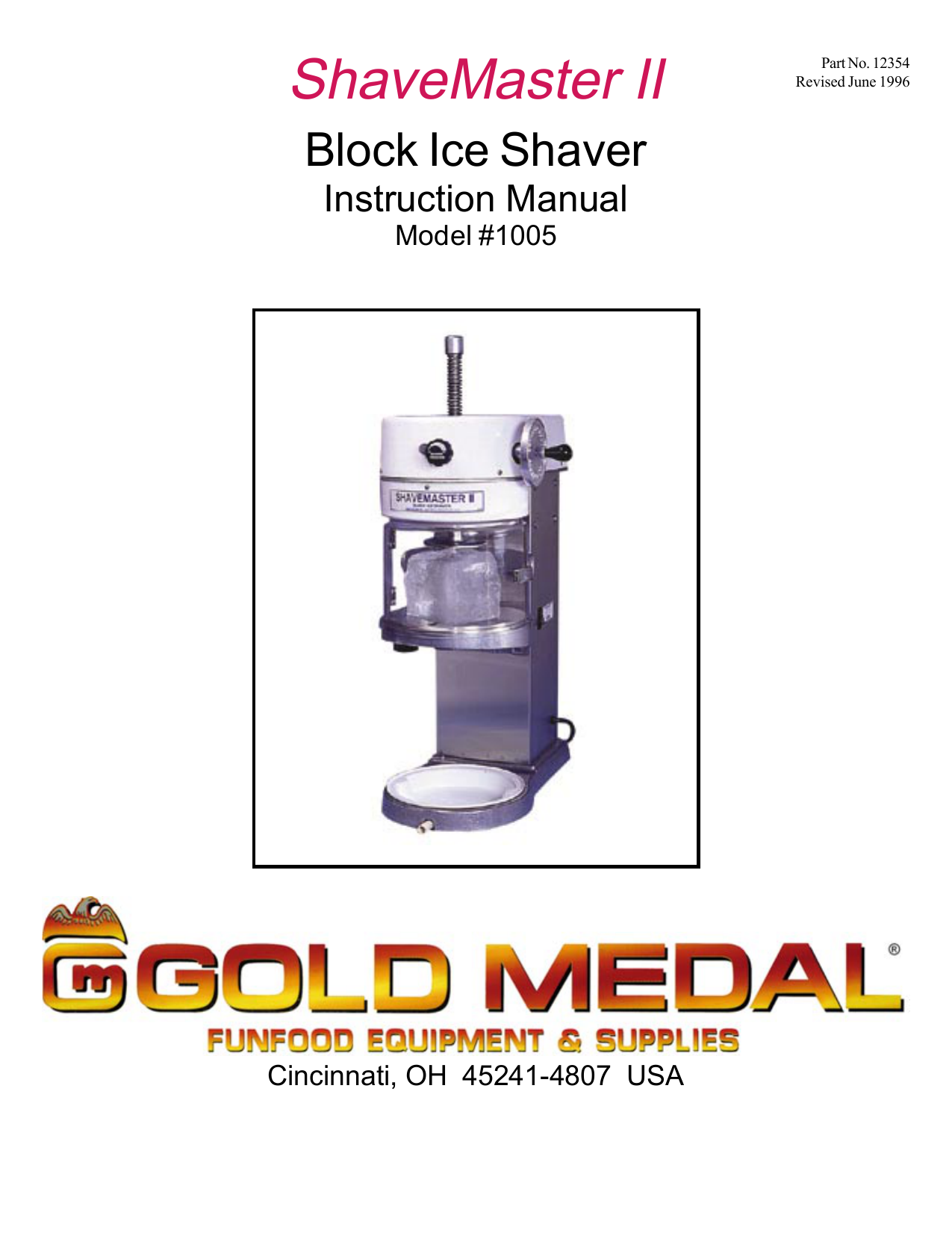 Gold Medal ShaveMaster II 1005 Instruction manual | Manualzz