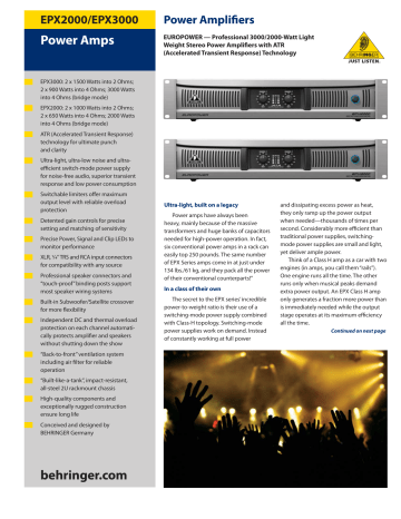 Behringer EUROPOWER EPX3000 Brochure & Specs | Manualzz