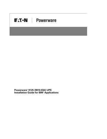 Eaton Powerware 9125 E64 Installation Guide | Manualzz